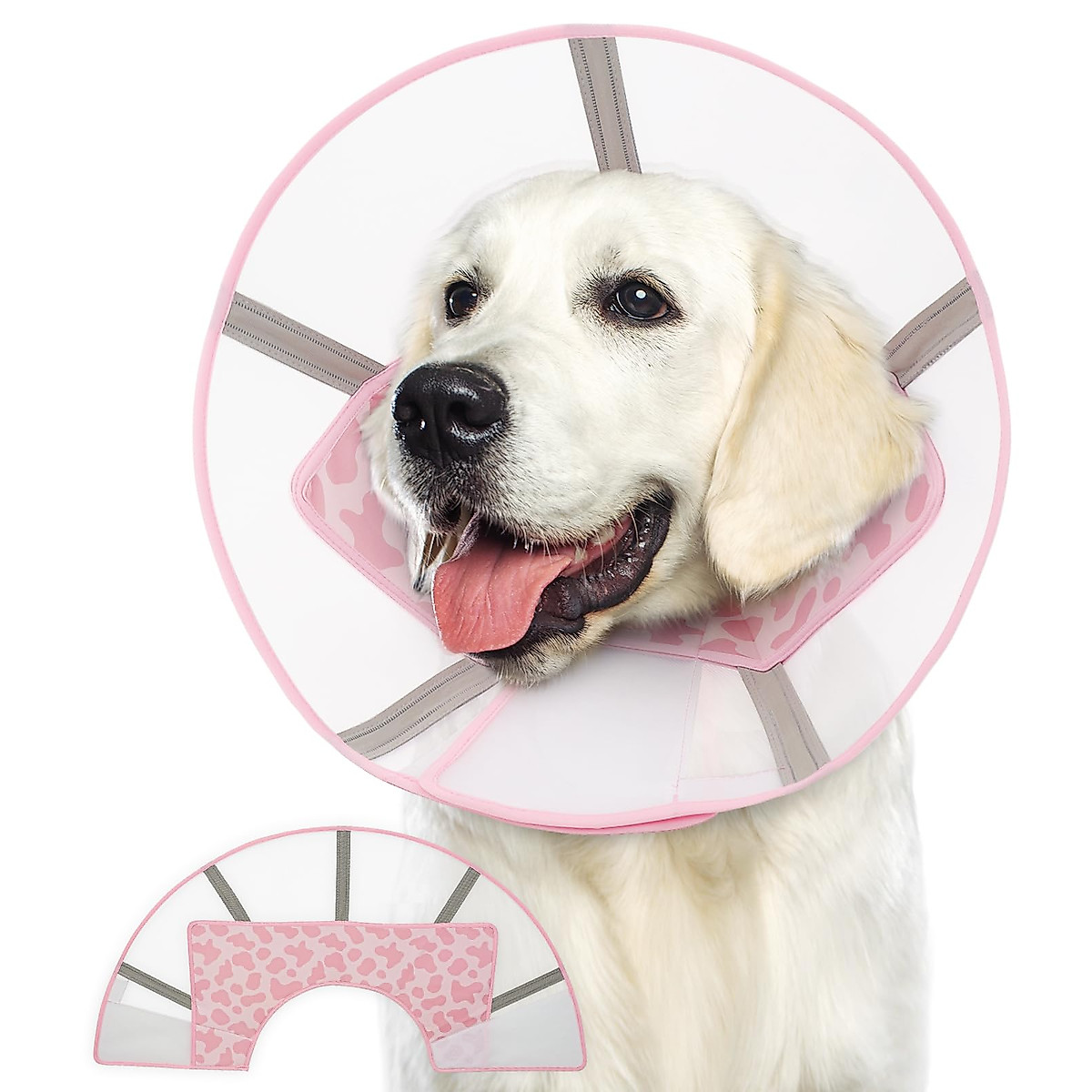 Soft Dog Cone Collar, Breathable Dog Cones for Large Medium Small Dogs, Comfortable Elizabethan Collar for Dogs After Surgery, Adjustable Dog Recovery E-Collars to Stop Licking