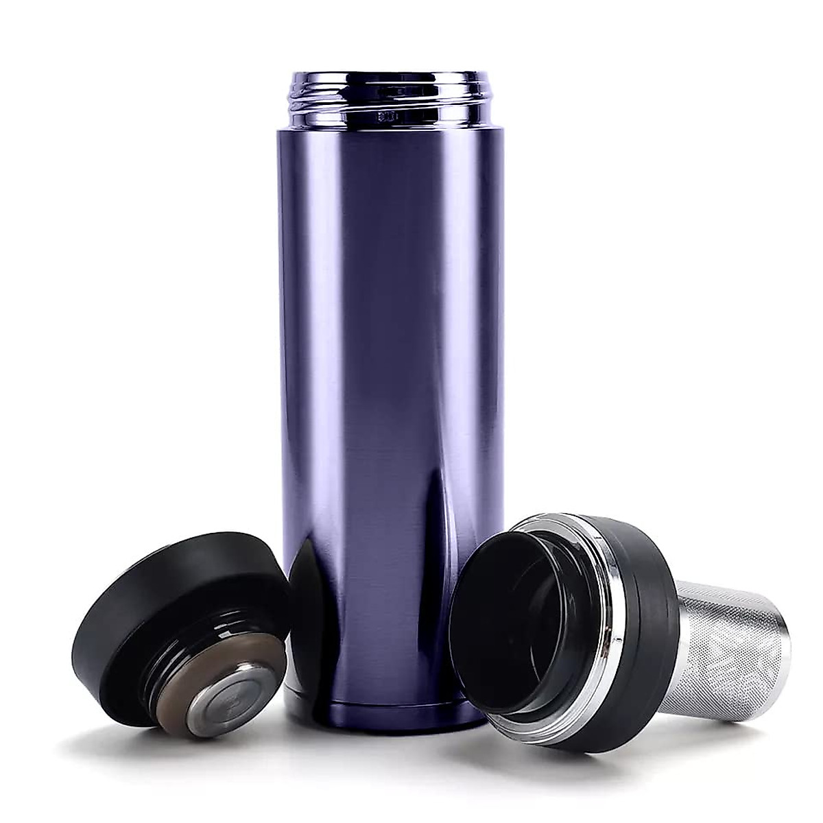 Stainless Steel Insulated Double Wall Leak Proof Tumbler Vacuum Flask with Flavor Infuser BPA Free 17.5 oz (Dark Blue)