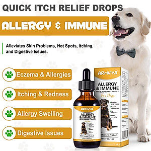 Allergy Relief Drops for Dogs - Allergy and Immune - Immune Support Supplement - Dog Supplement - Natural Pet Supplement for Dog Allergy Relief with Turmeric & Milk Thistle