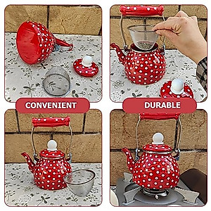 Luxshiny Enamel Kettle ceramic kettle flowering tea pot loose leaf tea kettle tea leaf infuser tea infuser pot enamel tea pot loose leaf teapot wear-resistant stove kettle universal milk
