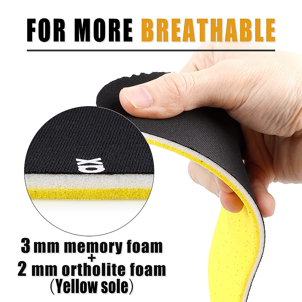 Knixmax Memory Foam Insoles for Men Women, Super Soft Shoe Inserts for Sneakers Slippers Boots Liners Replacement Inner Soles, Cushioned Flat Shoe Pads Black EU 43