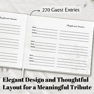 EBEGEE Funeral Guest Book, Timeless Keepsake Celebration of Life Guest Book, Durable and Smooth Writing Guest Book for Memorial Service, Thoughtful Design Funeral Guest Book for Memorial Service