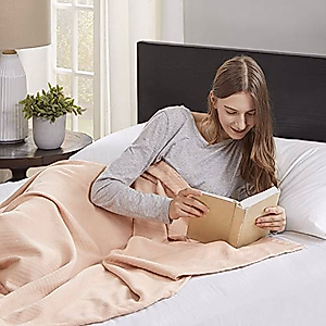 Madison Park Liquid Cotton Luxury Blanket Premium Soft Cozy 100% Ring Spun Cotton For Bed , Couch or Sofa, Twin, Blush