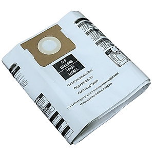 3 Replacement VF3503 Bags. Compatible with Ridgid 5-9 Gallon Wet/Dry Vacuum Units. High Efficiency Multi-Layer Collection Bags.