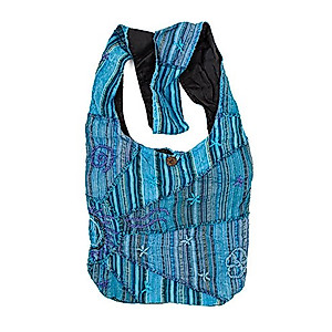 Original Collections Turquoise Embroidered Peace and Sunrise Crossbody Sling Boho Purse Handbag