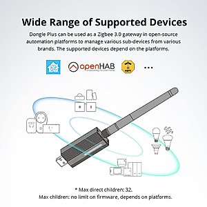 Smilewolf Zigbee 3.0 USB Dongle Plus Gateway，Wireless Zigbee 3.0 USB Adapter,Universal Zigbee Gateway Adapter with Antenna,for Home Assistant,Open HAB,etc (ZBDongle-E)