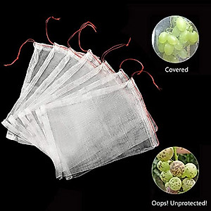 50pcs Bird Netting Bags, Fruit Protection Bags Mesh, Garden Insect Net Bags with Drawstring, 6" X 10" Mosquito Netting Bag Garden Pest Barrier for Protecting Plant Fruits Trees Vegetables and Flower.