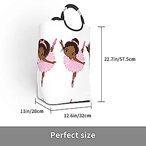 Laundry Hamper African Ballerinas Girls Collapsible Laundry Basket For Baby Nurseries Waterproof Basket with Handles Washing Organizer Large Capacity Storage Bins