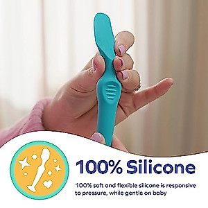 Talbot's Diaper Cream Soft Silicone Brush with Suction Base & Hygienic Case, Aqua, Mini Size, 2 Piece
