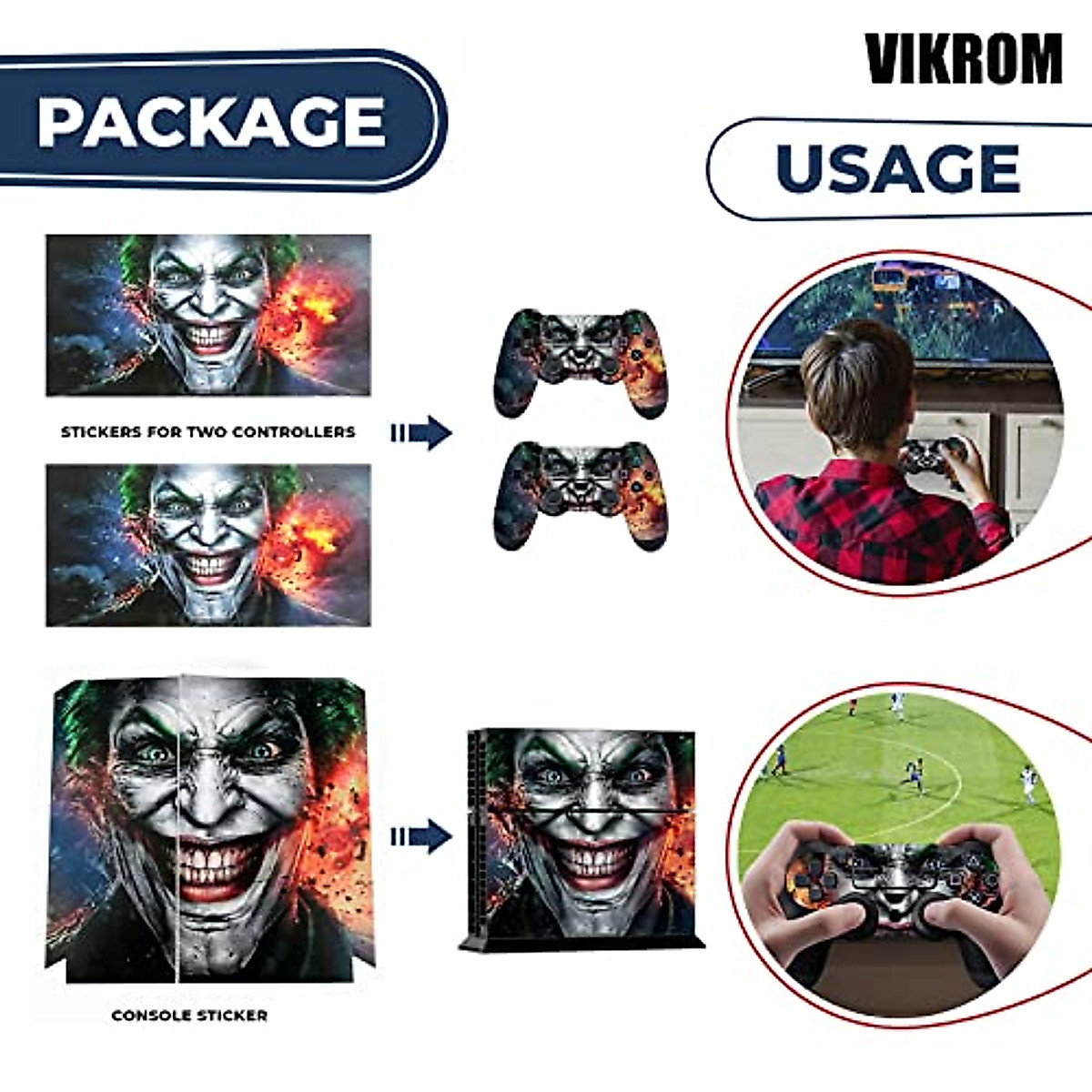 Joker Vinyl Skins Ps4 Controller Skin - One Skin Console Sticker One Games Console Skins Protective Vinyl Skin Decal - One Skins for Console Avenger Stickers Ps4 Controller Sony