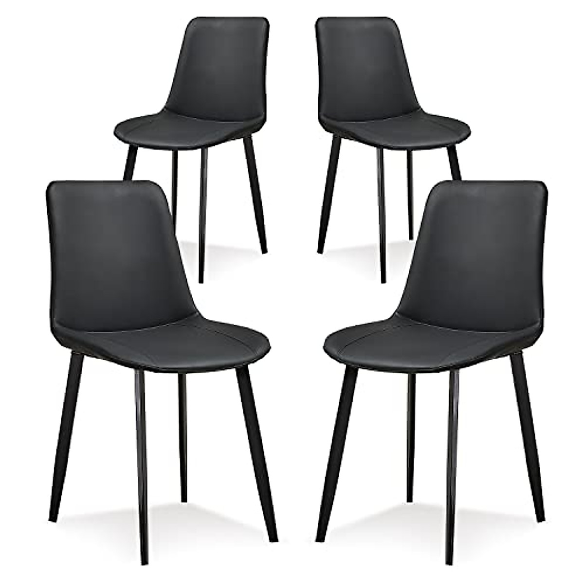 Ironalita Black Dining Chairs Set of 4, Faux Leather Mid Century Modern Chairs with Metal Chair Legs, Kitchen Side Chairs for Dining Room, Restaurant, Living Room, Waiting Room, Bedroom