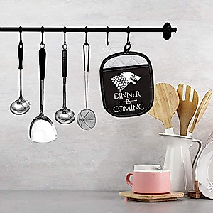 TV Show Inspired Funny Oven Pad Pot Holder with Pocket Dinner is Coming Baking Gift Cooking Gift (Dinner is Coming)