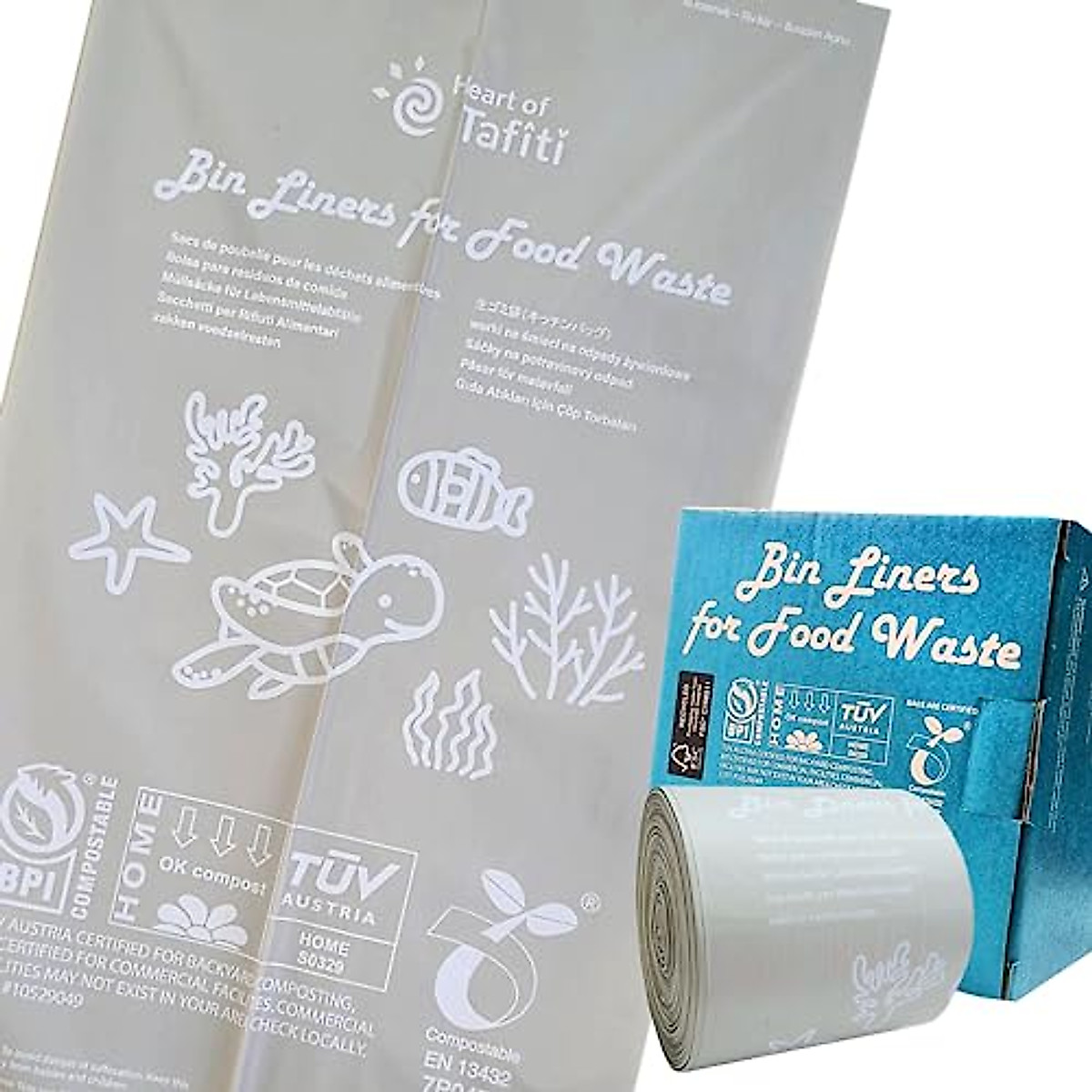 Heart of Tafiti Small Compost Bags 2.6 Gallon, US BPI ASTM D6400 Certified Compostable Trash Bags, Extra Thick Food Scrap Kitchen Waste Bags, 100 Count