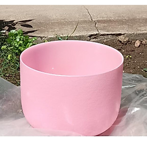 KVKA Pink Color F Note Heart Chakra Quartz Crystal Singing Bowl 8 inch with Carrying Case for healing sound Yoga