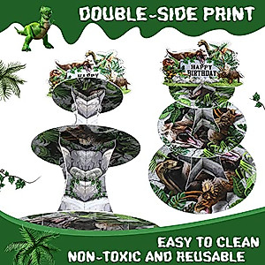 Dinosaur Cupcake Stand Dinosaur Cardboard Cupcake Holder Dinosaur Cupcake Stand Set Dinosaur Dessert Tower Holder 3 Tier Dino Mini Cake Stand for Kids Birthday Dinosaur Theme Party Decorations