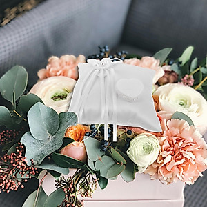 Veemoon Ring Bearer Pillow, 7.86 in Decor Bridal Wedding White Ring Holder Bearer Pillow for Beach Wedding Party