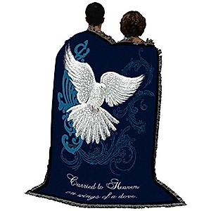 Pure Country Weavers Carried to Heaven on Wings of a Dove Blanket by Sherri Buck Baldwin - Sympathy Bereavement Gift Tapestry Throw Woven from Cotton - Made in The USA (72x54)