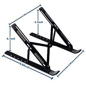 EMOME Laptop Stand for Desk Black, Adjustable Height Multi-Angle Stand, Portable Foldable Laptop Holder for Smaller Than 16 inches Computer Stand