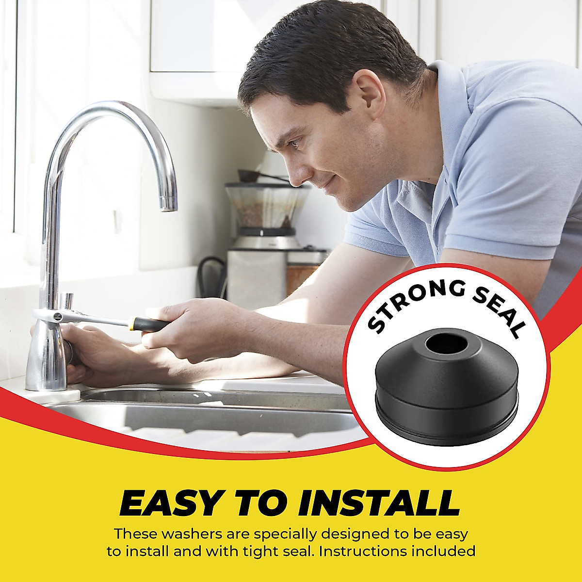 Flat and Beveled Faucet Washers and Brass Bibb Screws Assortment, 48 Pieces