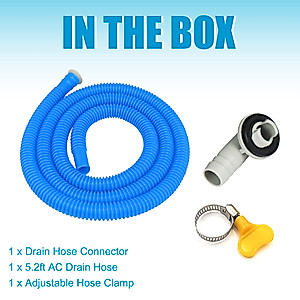 Air Jade 3/5'' Air Conditioner Drain Hose Connector Elbow Fitting with 5.2ft AC Water Drain Hose Kit, Replacement Parts for Mini Split Units and Window AC Units