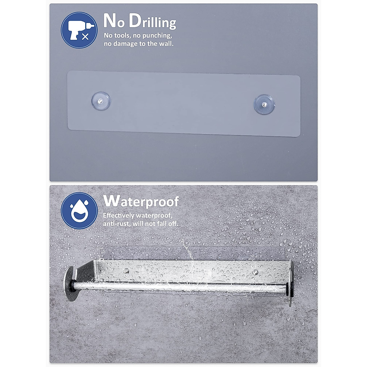 JARLINK Paper Towel Holder with Adhesive Under Cabinet, Removable Stainless Steel for Home Kitchen, Easy Tear and Wall Mounted, No Drilling, Silver