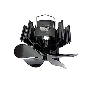 VDSA Stove Fan 4-Blade Upgrade Heat Powered Fireplace Fan for Fireplace Wood Burning Fan- Eco Friendly and Efficient Fan (Black)