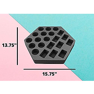 Polar Whale Lotion and Body Spray Stand Organizer Hexagon Shaped Tray Washable Waterproof Insert for Home Bathroom Bedroom Office 15.75 x 13.75 x 2 Inches 21 Slots Black