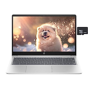 HP Chromebook 15.6 Inch Laptop for College Students, Intel 4-Core Processor N200 (Beat i5-8250U), 8GB DDR5 RAM, 64GB eMMC+128GB SD Card, Chrome OS, UHD Graphics, Natural Silver, PCM