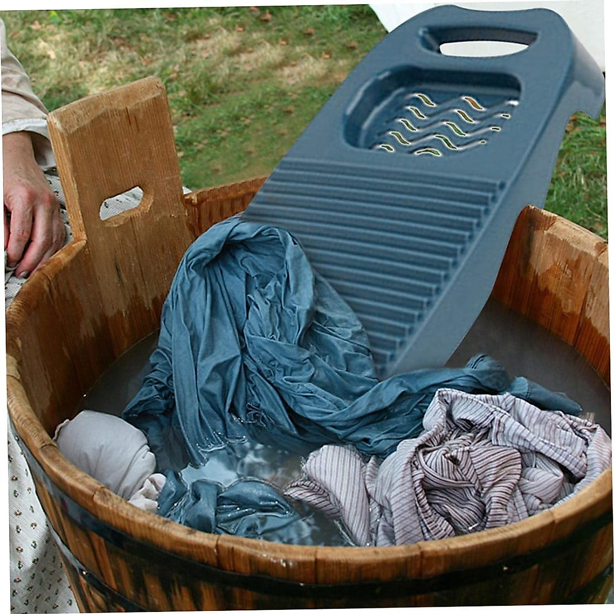 Large Plastics Washboards Hand Washing Board Household Laundry Board, Manual Home Anti-Slip Portable Rectangle Washboard Scrubboards Clothes Cleaning Tools Dark Blue,
