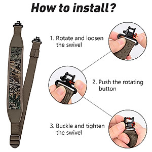 BOOSTEADY Two Point Gun Sling with Swivels,Durable Shoulder Padded Strap,Length Adjuster