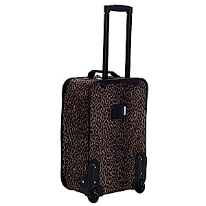 Rockland Vara Softside 3-Piece Upright Luggage Set, Expandable,Lightweight,Telescopic Handle,Wheel, Leopard, (20/22/28)