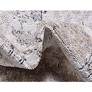 Unique Loom Portland Collection Area Rug - Central (5' 3" Round, Ivory/ Gray)