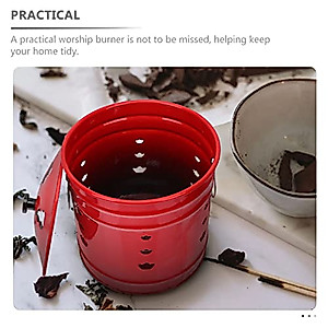 Cabilock Enamel Burn Barrel Incinerator Barrel with Handle Abd Lids Paper Fire Pit for Garden Paper Leaf Trash Wood Backyard Bonfire Red