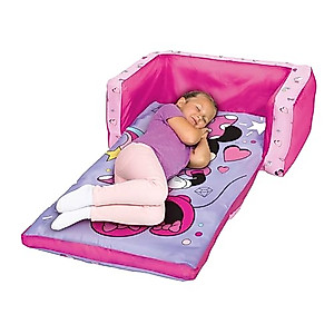 Minnie Mouse Kids Sofa Bed, Children 2-in-1 Flip Open Inflatable Comfy Couch to Lounger, Toddler Nap Mat, Over 4ft Long