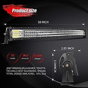 LED Light Bar AUSI 50" Curved 684W Triple Row Light Bars + 2PCS 4in 60W LED Pods Off Road Driving Fog Lights with Rocker Switch Wiring Harness Kit for Trucks Polaris ATV SUV Boat Lighting