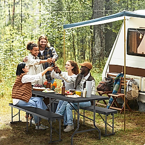 VINGLI 6 feet Plastic Folding Bench,Portable in/Outdoor Picnic Party Camping Dining Seat, Garden Soccer Multipurpose Entertaining Activities, Tree Patterned HDPE Tabletop, 2 Pack, Black