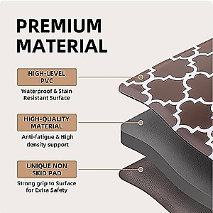 VRINO 0.47 InchThick Kitchen Floor Mat ， Waterproof, Easy Clean, Non-Slip Kitchen Memory Foam Floor Mats ， for House Sink Office,Red-17.3×60""