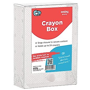 Enday Crayon Box Storage Containers, Clear Crayon Case, Plastic Crayon Boxes for Kids, Cards Small Supplies Organizers Boxes, Snap Closure, 1 Pack