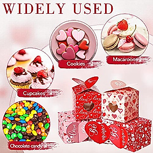 120 Pieces Valentine Cookie Boxes Valentine Treat Boxes with Window Heart Cupcake Boxes Valentines 3 Inch Valentines Candy Goody Container for Valentines Wedding Birthday Party Favors