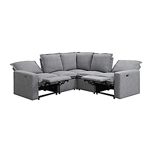 LyuHome 89.76" Power Recliner Sofa,Modern Sectional Sofa with USB Port for Living Room, Convertible L-Shaped Couch Bedroom, Theater room, Grey