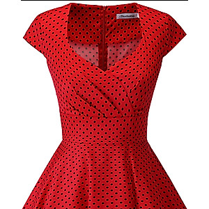 Bbonlinedress Women Short 1950s Retro Vintage Cocktail Party Swing Dresses Red Small Black Dot L
