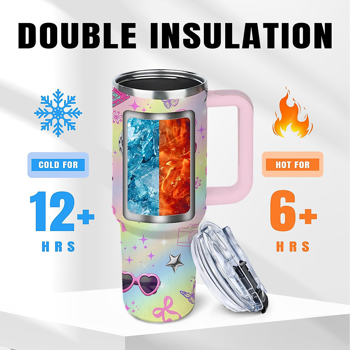 NIAXAUYT Iridescent Birthday Gifts for 10 Year Old Girls, in My Double Digits Era Tumbler 40oz, 10th Birthday Gifts for Ten Year Old Girl Birthday Music Cup