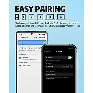 AIHOOR Wireless Earbuds for iOS & Android Phones, Bluetooth 5.3 in-Ear Headphones with Extra Bass, Built-in Mic, Touch Control, USB Charging Case, 30hr Battery Earphones, Waterproof for Sport