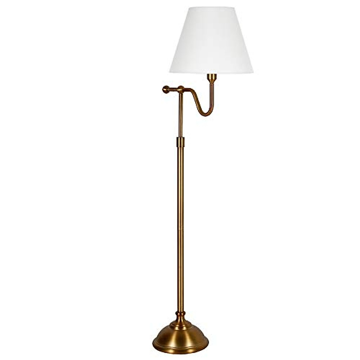 Wellesley 63" Tall Floor Lamp with Fabric Shade in Brass/White