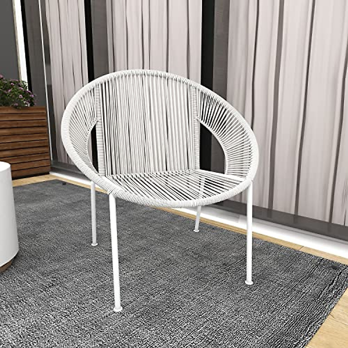 Deco 79 Plastic Rattan Outdoor Chair, 29" x 23" x 30", White