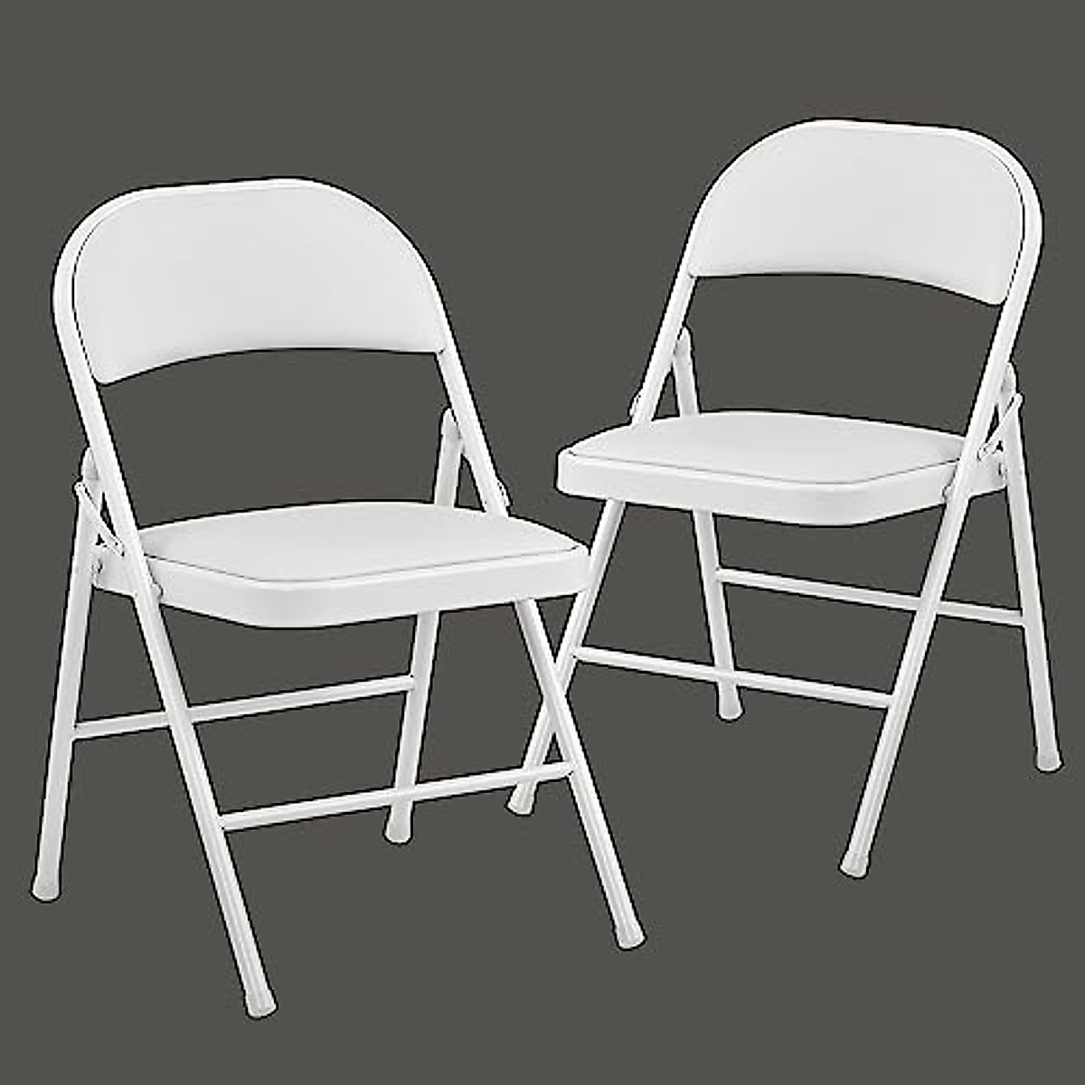 BOOSDEN Folding Chairs 2 Pack, Foldable Chair, Metal Folding Chair, Heavy Duty Folding Chairs with Padded Seats for Outdoor, Indoor, Dining, Party, Off-White