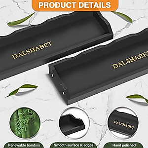 DALSHABET Bamboo Stove Top Magnetic Shelf Rack, Kitchen Organizer Spice Rack Over The Stovetop Shelf with Labels- Black (15"×2 Pieces Up to 30" Length)