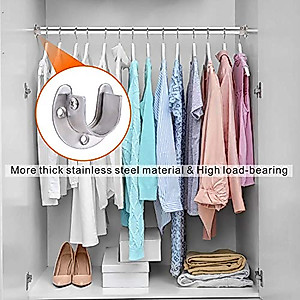 Closet Rod Brackets Heavy Duty Stainless Steel Closet Rod Holder U Shape Socket Bracket End for Shower Rod Holder Closet Rar Bracket Closet Pole Socket 1 inch Curtain Rod Bracket with Screws 2 Sets