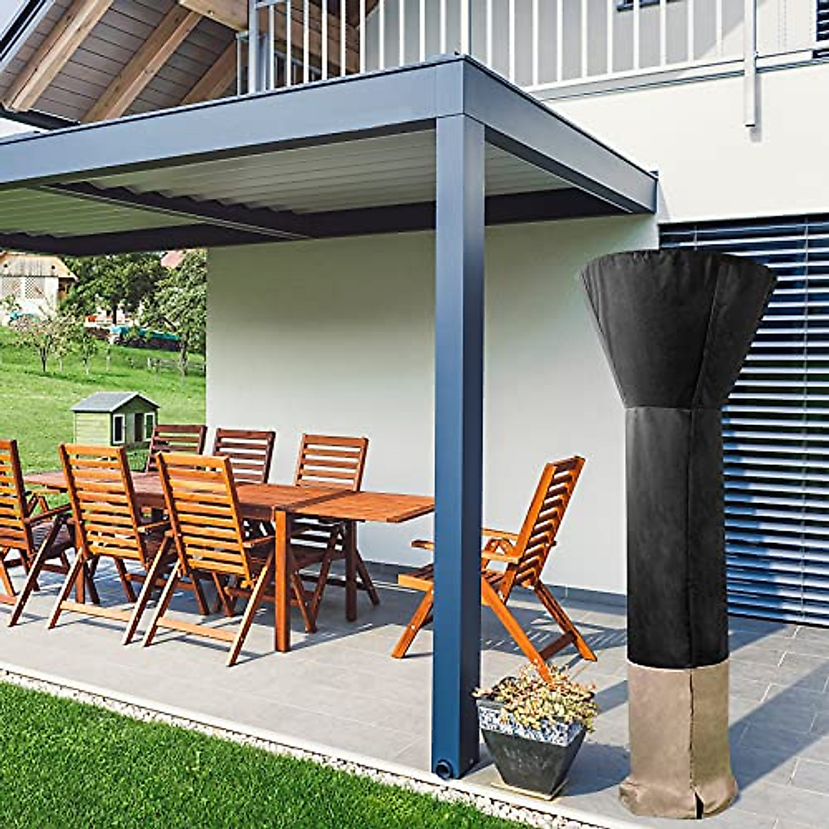 Stanbroil Patio Heater Cover, Full Coverage Outdoor Heater Cover with Zipper and Drawstring for Standing Patio Heater (95'' H x 34" D x 18-1/2" Base)