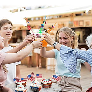 MDDRUIQI Patriotic Party Supplies Patriotic Party Accessories for Kids,24Pcs Patriotic Decorations,Patriotic Straws Decor for Outdoor Home Outside